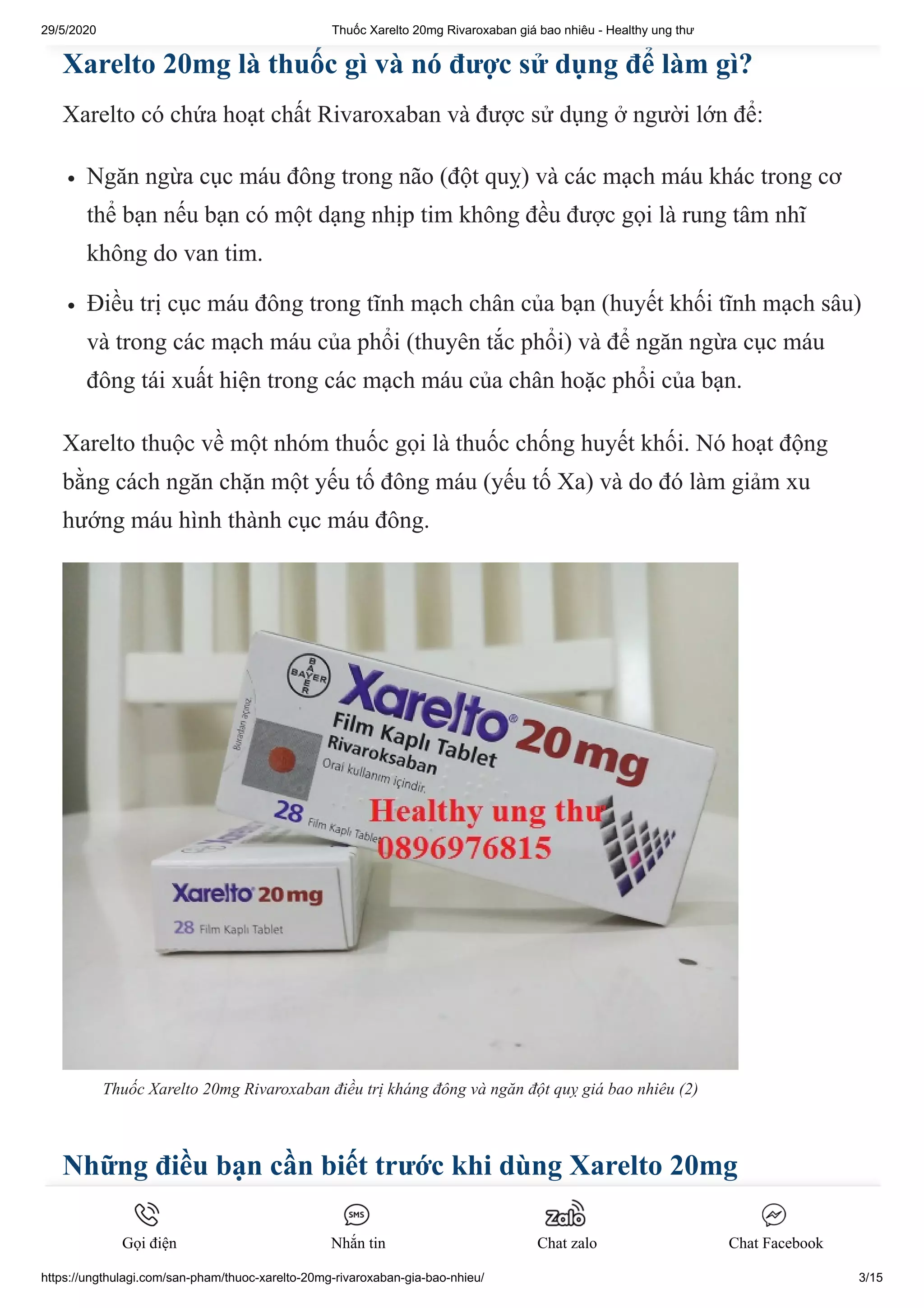Thuoc xarelto 20mg rivaroxaban gia bao nhieu | PDF