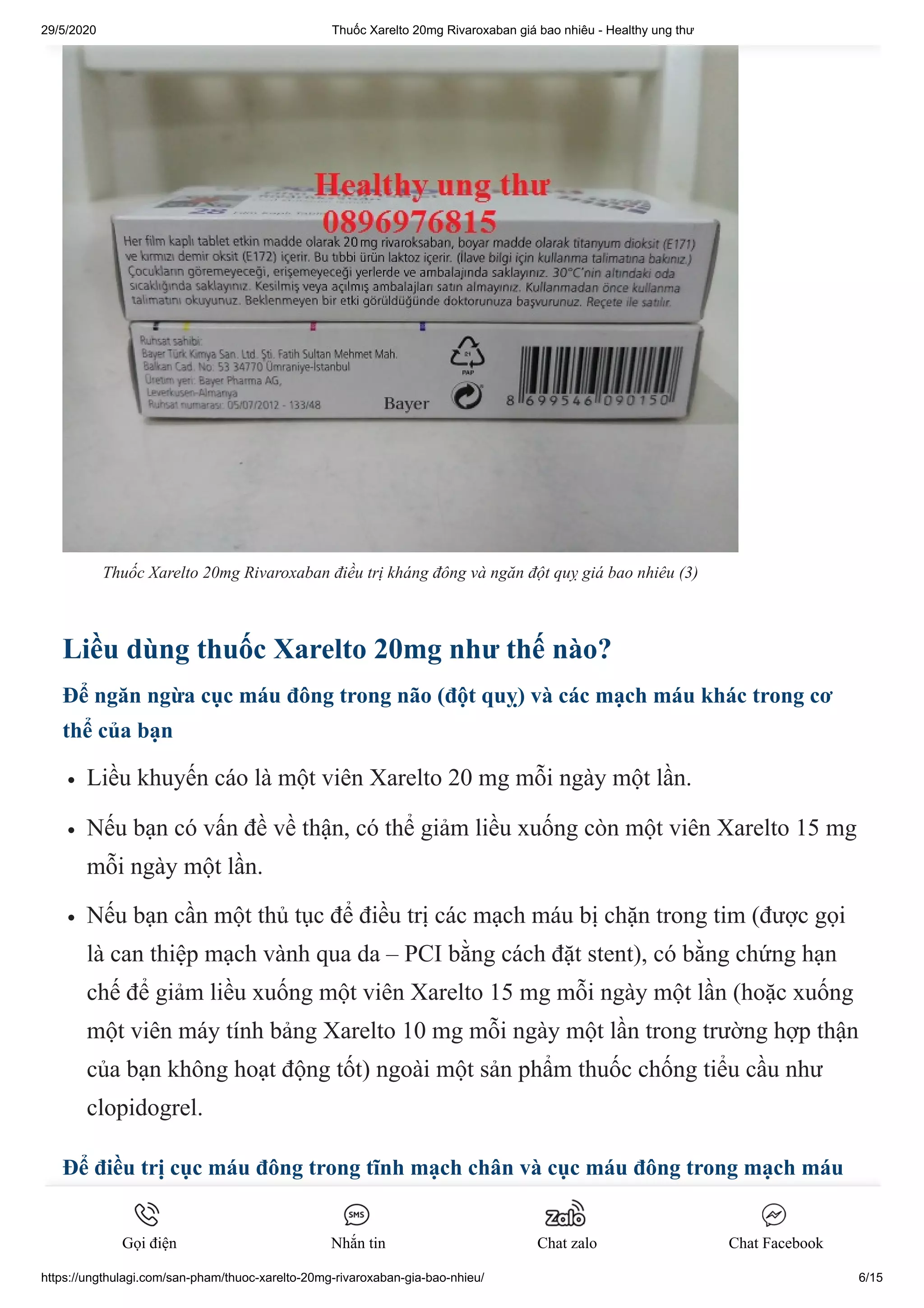Thuoc xarelto 20mg rivaroxaban gia bao nhieu | PDF