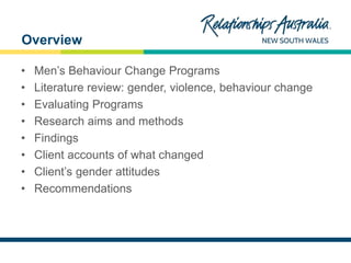 Gender and violence attitudes: emerging themes from client interviews ...