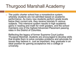 Thurgood Marshall Academy’s Focused Academic Mission | PPT