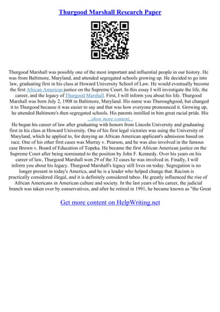 Thurgood Marshall Essay | PDF