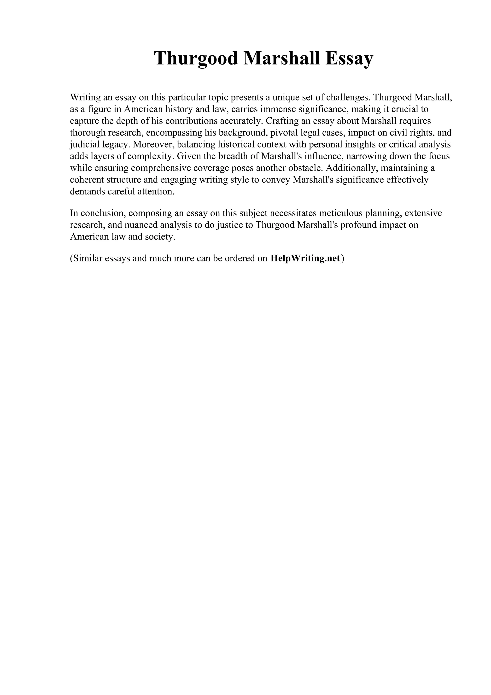 Thurgood Marshall Essay | PDF