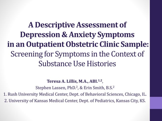Descriptive Assessment of Depression and Anxiety Symptoms in an ...