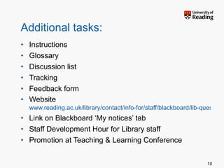 Taking the Plunge: creating a question pool in a Blackboard VLA | PPT