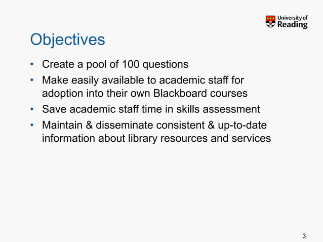 Taking the Plunge: creating a question pool in a Blackboard VLA | PPT