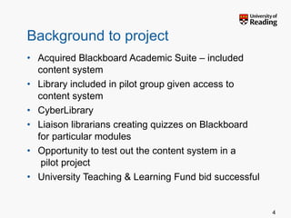 Taking the Plunge: creating a question pool in a Blackboard VLA | PPT