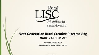 10/13/16 Rural Creative Placemaking Panel I: Cross-sectoral ...