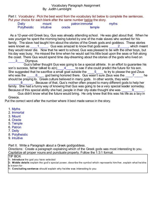 Thursday q2 w2 vocabulary paragraph assignment