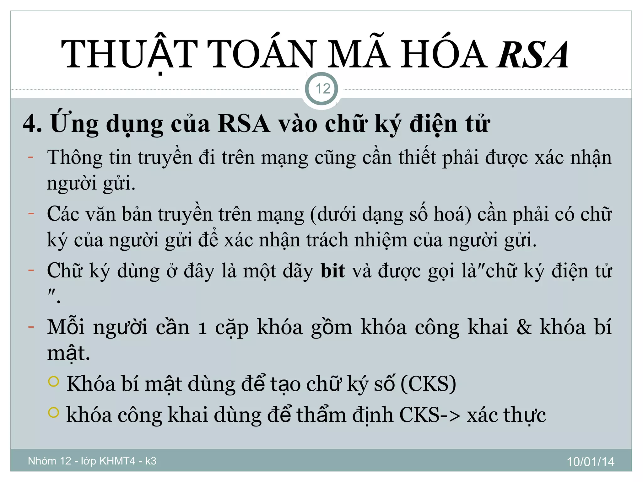 Thuật toán mã hóa rsa | PPT