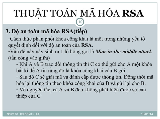 Thuật toán mã hóa rsa | PPT
