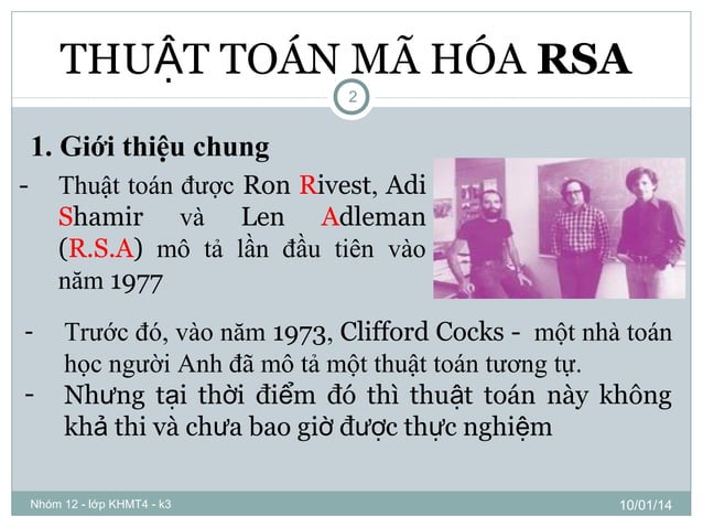 Thuật toán mã hóa rsa | PPT
