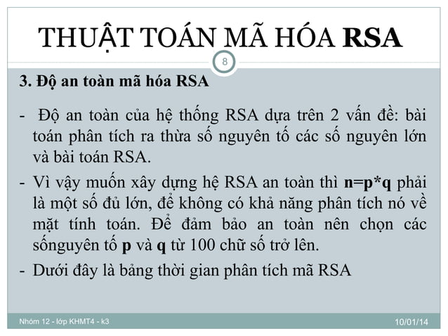 Thuật toán mã hóa rsa | PPT