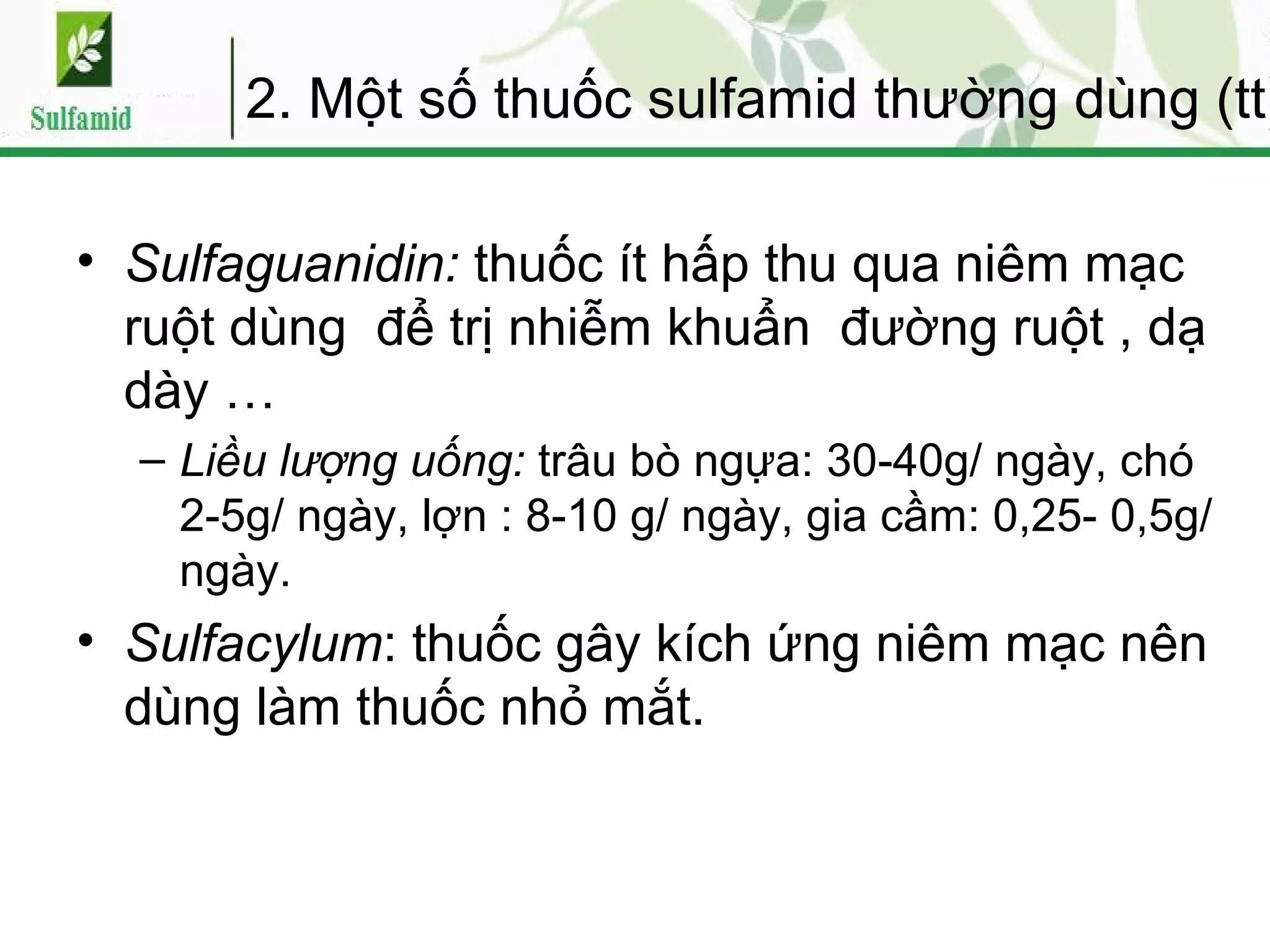 Thu y c1. thuốc kháng sinh sulfamid | PPT
