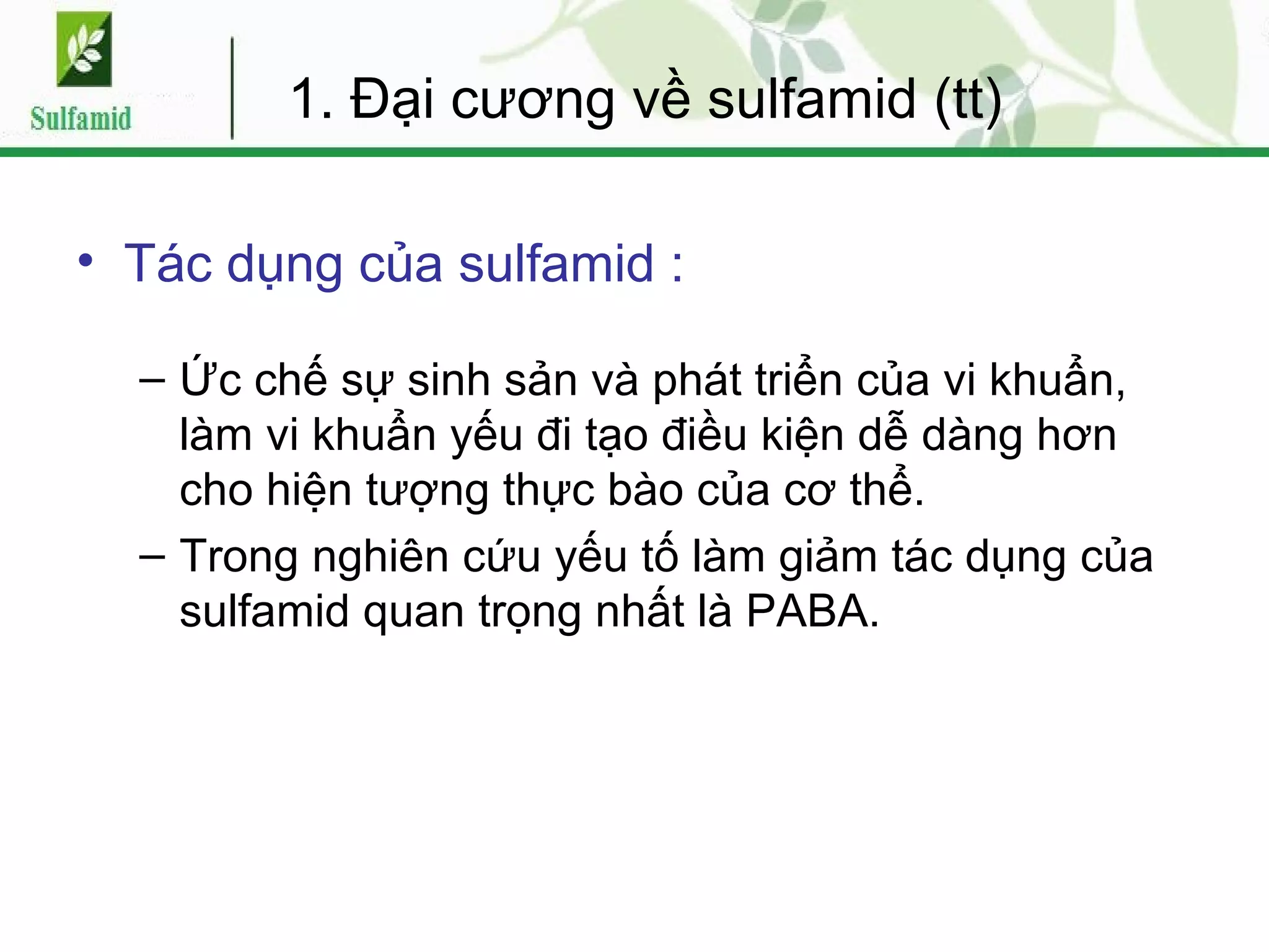 Thu y c1. thuốc kháng sinh sulfamid | PPT
