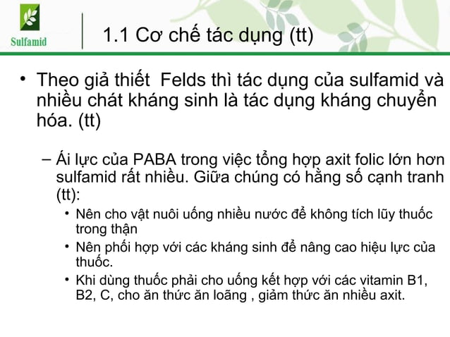 Thu y c1. thuốc kháng sinh sulfamid | PPT