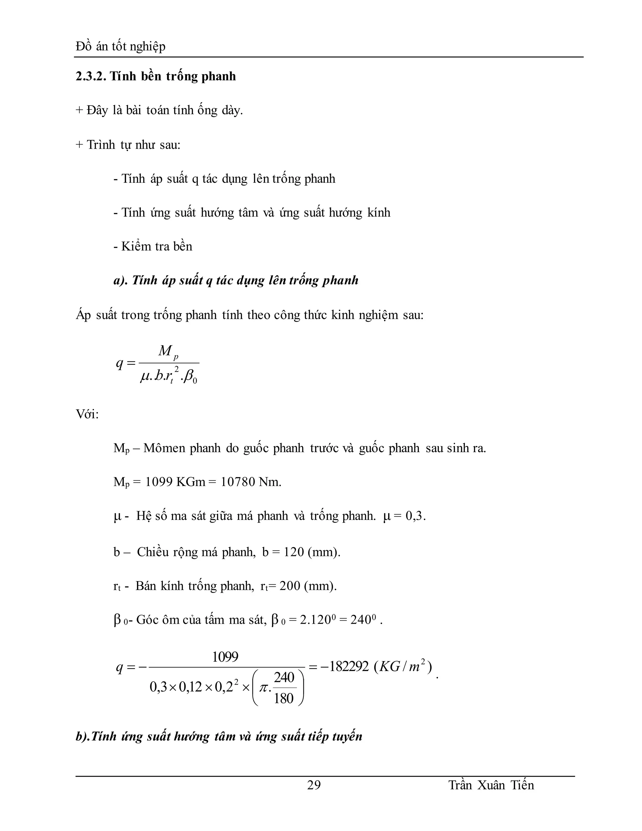 Đề tài: Tính toán kiểm tra hệ thống phanh ô tô sau cải tạo, HAY | DOC