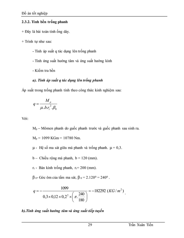 Đề tài: Tính toán kiểm tra hệ thống phanh ô tô sau cải tạo, HAY | DOC