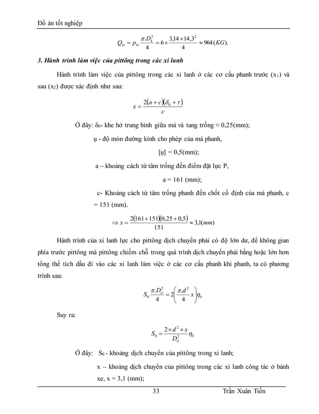 Đề tài: Tính toán kiểm tra hệ thống phanh ô tô sau cải tạo, HAY | DOC