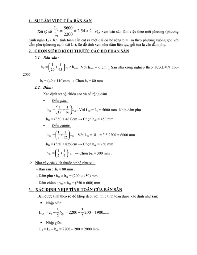 Thuyet minh đồ án bê tông cốt thép 1 DHBK HCM | DOC
