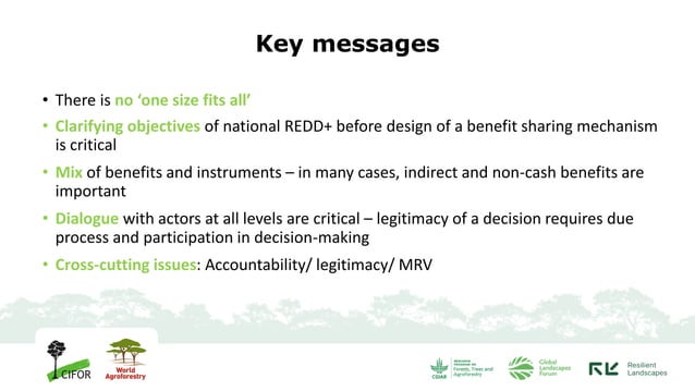 International lessons learnt on REDD+ benefit sharing mechanism | PPT