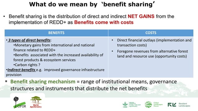 International lessons learnt on REDD+ benefit sharing mechanism | PPT