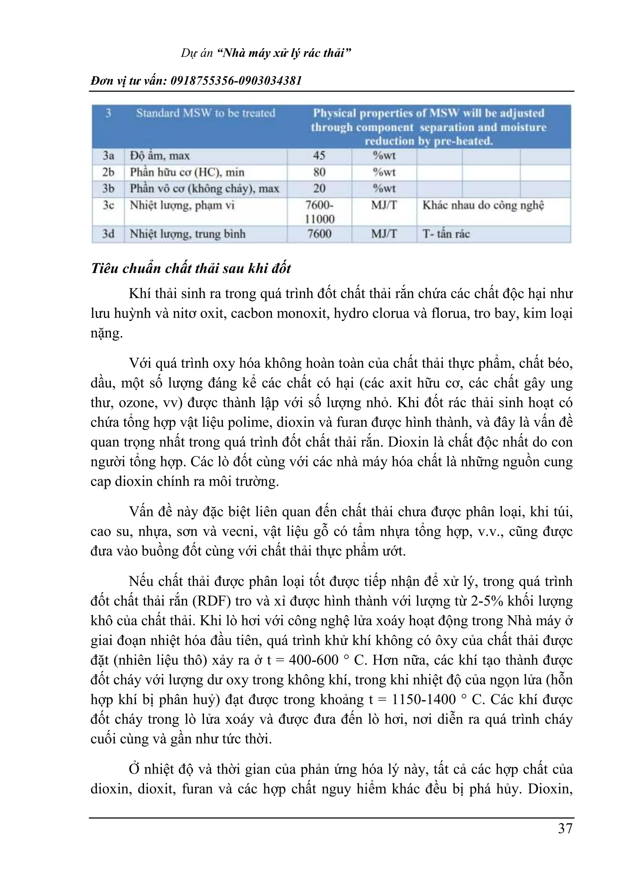 Thuyết minh dự án nhà máy xử lý rác thải | DOCX