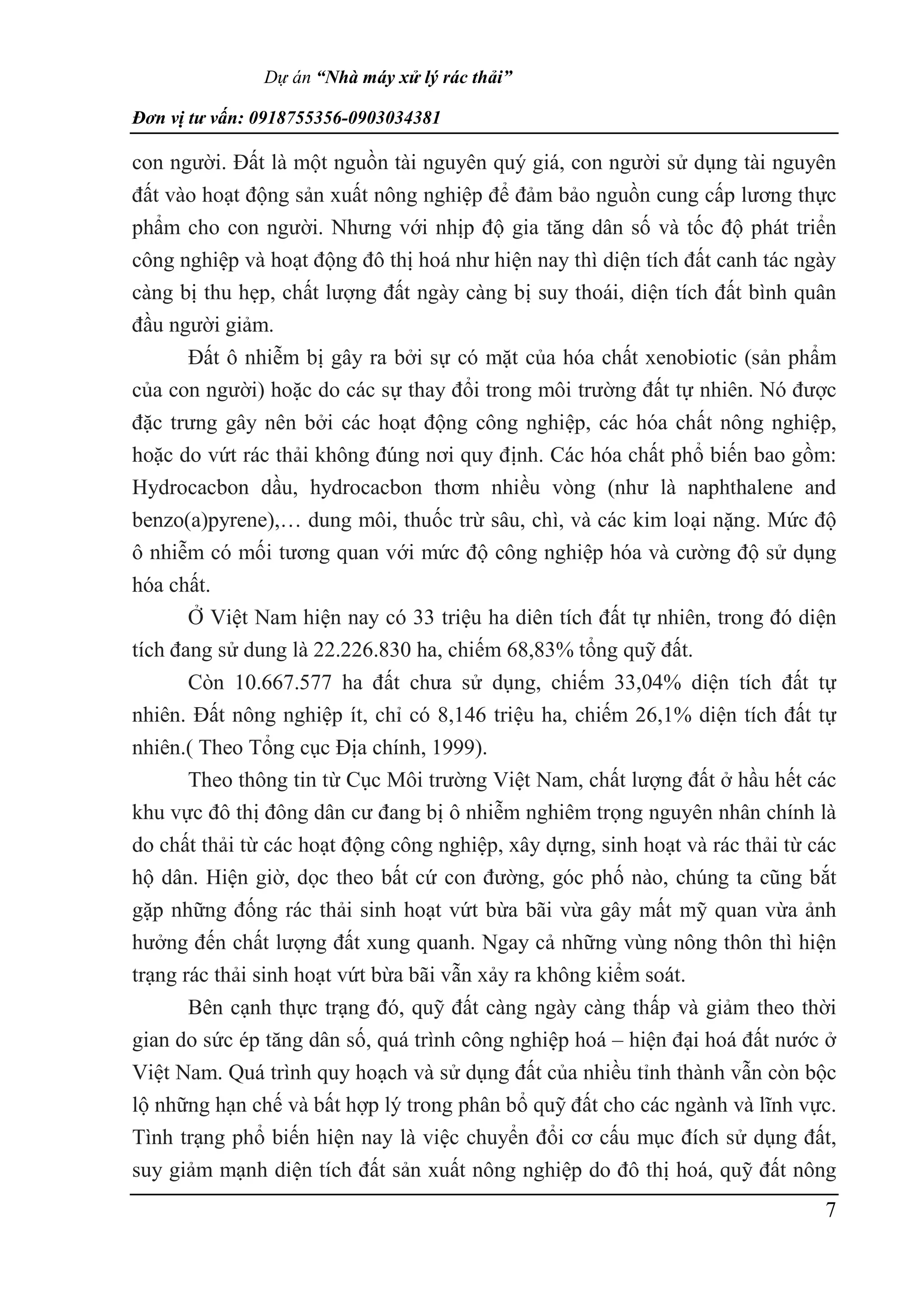 Thuyết minh dự án nhà máy xử lý rác thải | DOCX