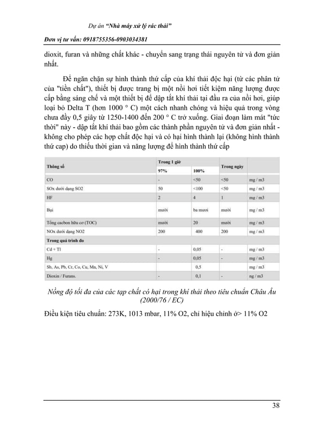 Thuyết minh dự án nhà máy xử lý rác thải | DOCX