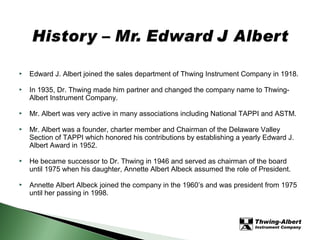 Thwing-Albert Instrument Company | PPT