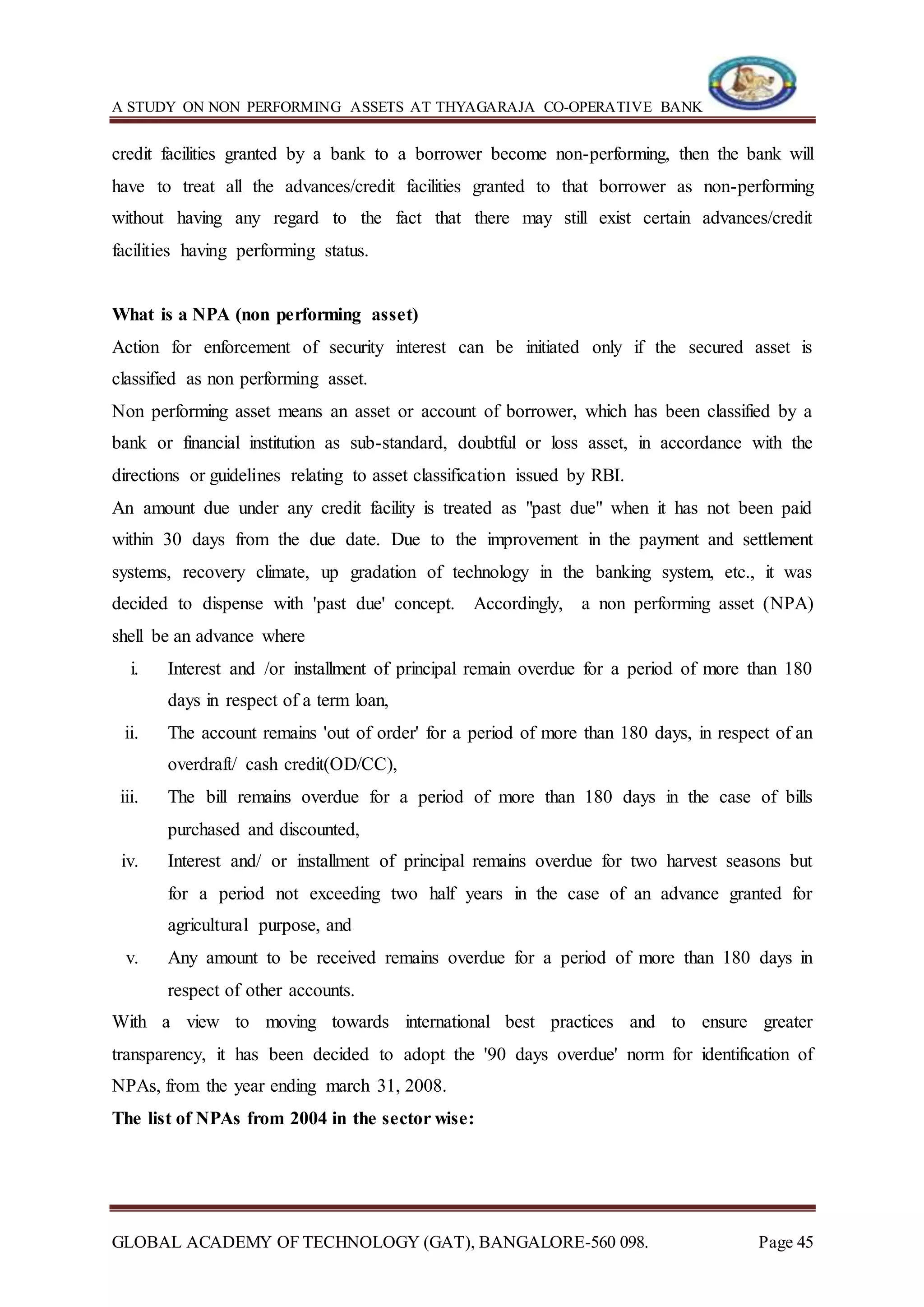 Thyagaraj co operative bank project report | DOCX