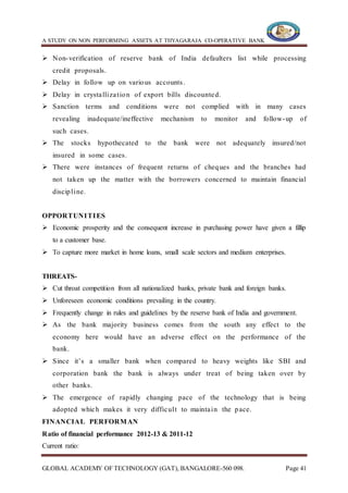 Thyagaraj co operative bank project report | DOCX