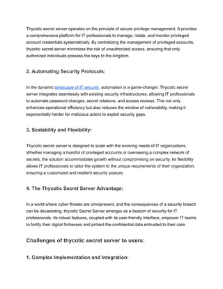 Why is the thycotic secret server so important for IT professionals? | PDF
