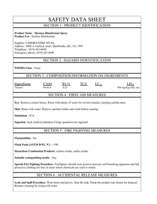 Thymox disnfectant-spray-sds-en-v1-1-4-juillet-2013 | PDF