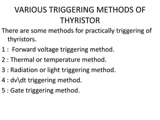 Thyristors and its series and parallel combinations | PPTX