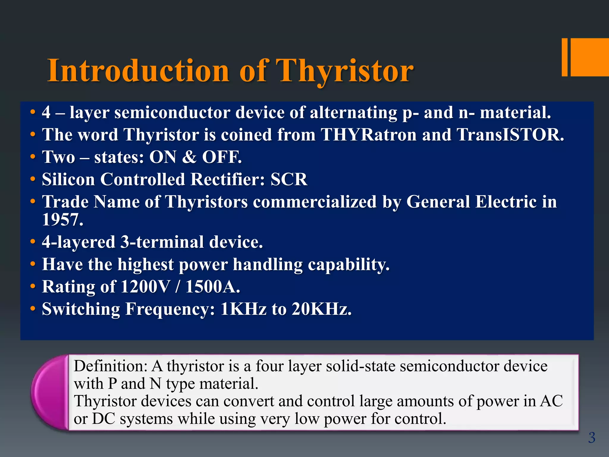Thyristors, its types | PPTX
