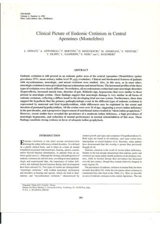 Clinical picture of endemic cretinism in central Apennines (Montefeltro ...