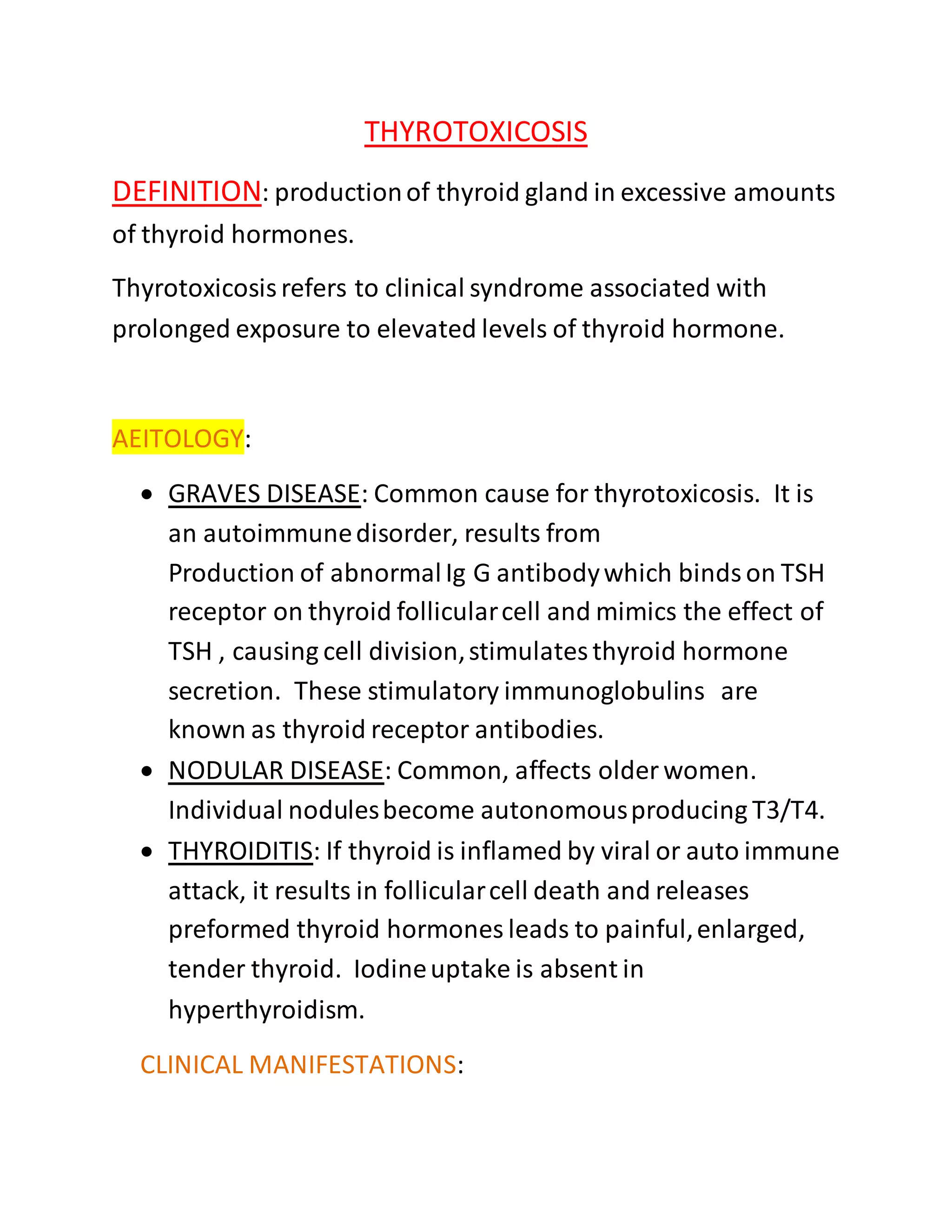 Thyroid pharmacotherapeutics - definition, aetiology, clinical ...