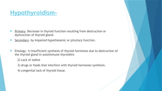 thyroid disorders.pptx, types, flowchart, clinical manifestation, hyper ...