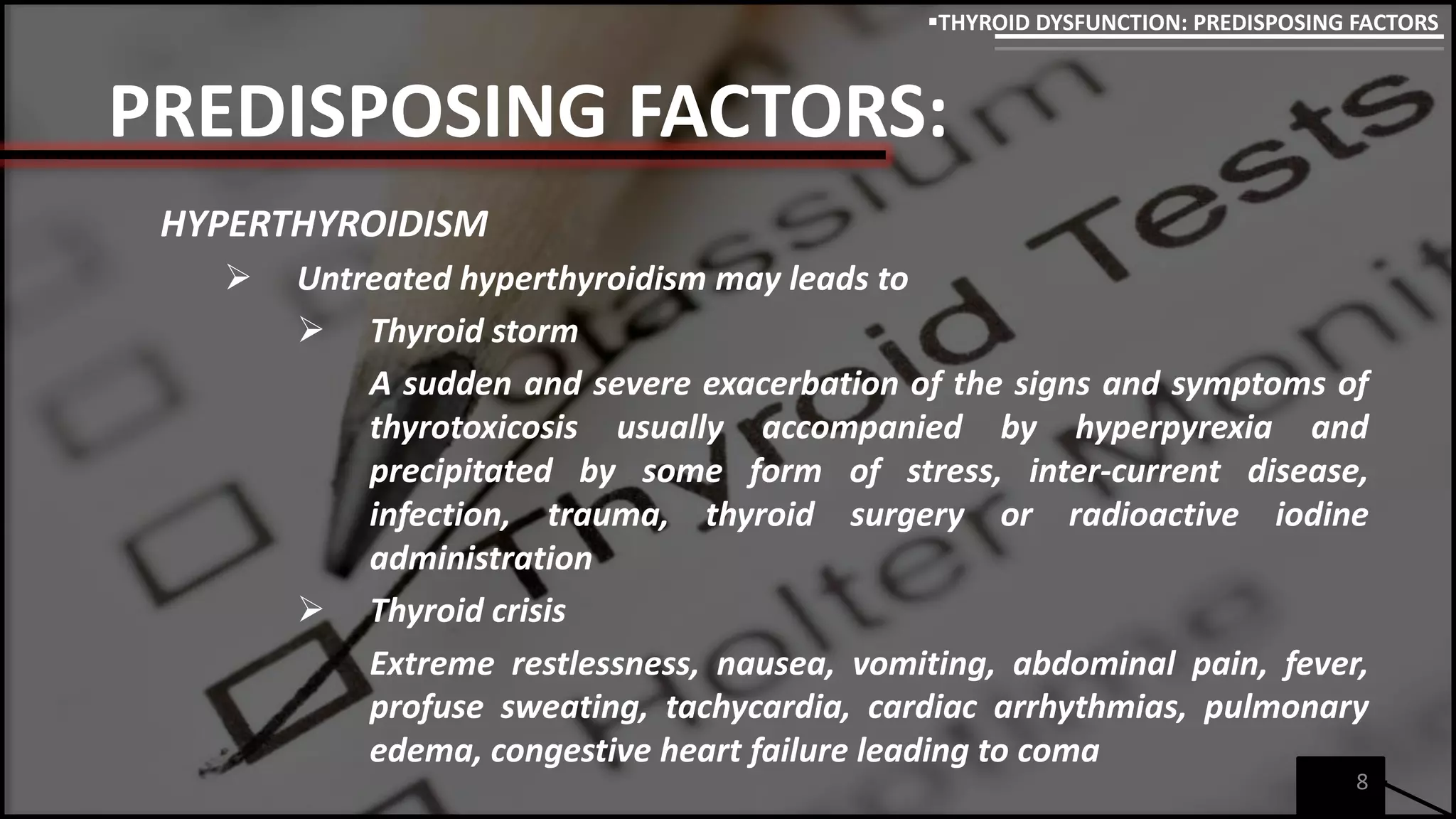 Thyroid dysfunction and its management in dental office | PPTX