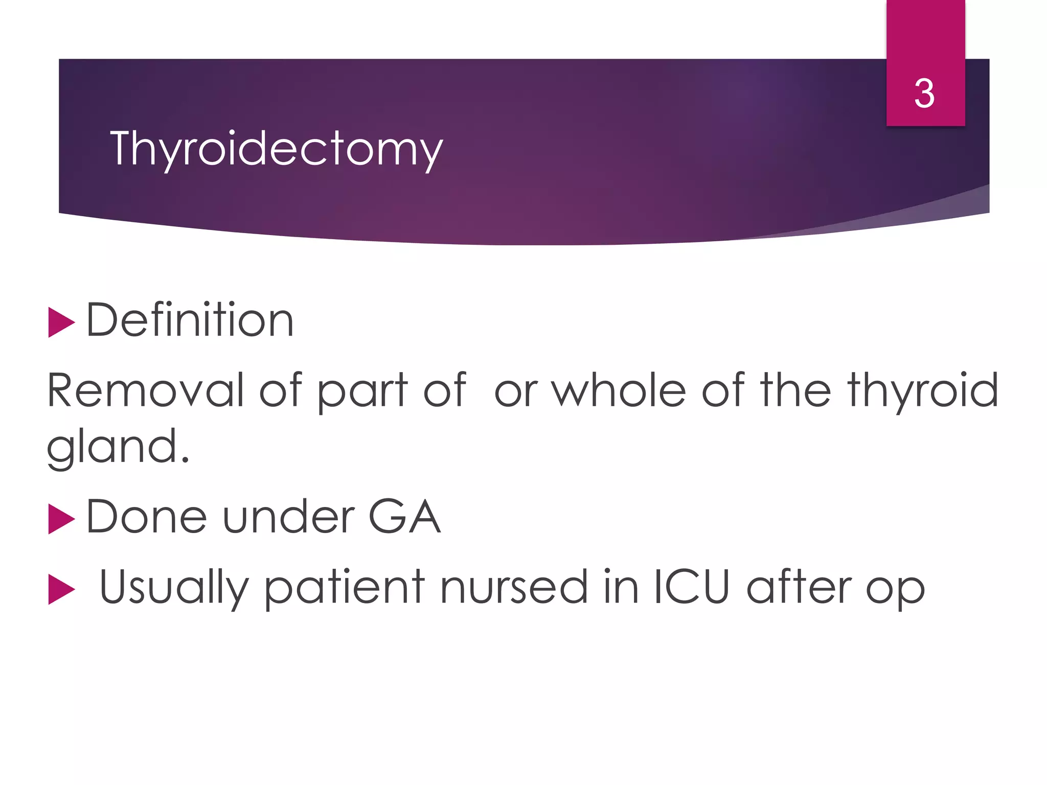 Thyroidectomy nursing care | PDF