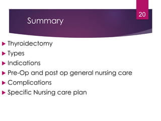 Thyroidectomy nursing care | PDF