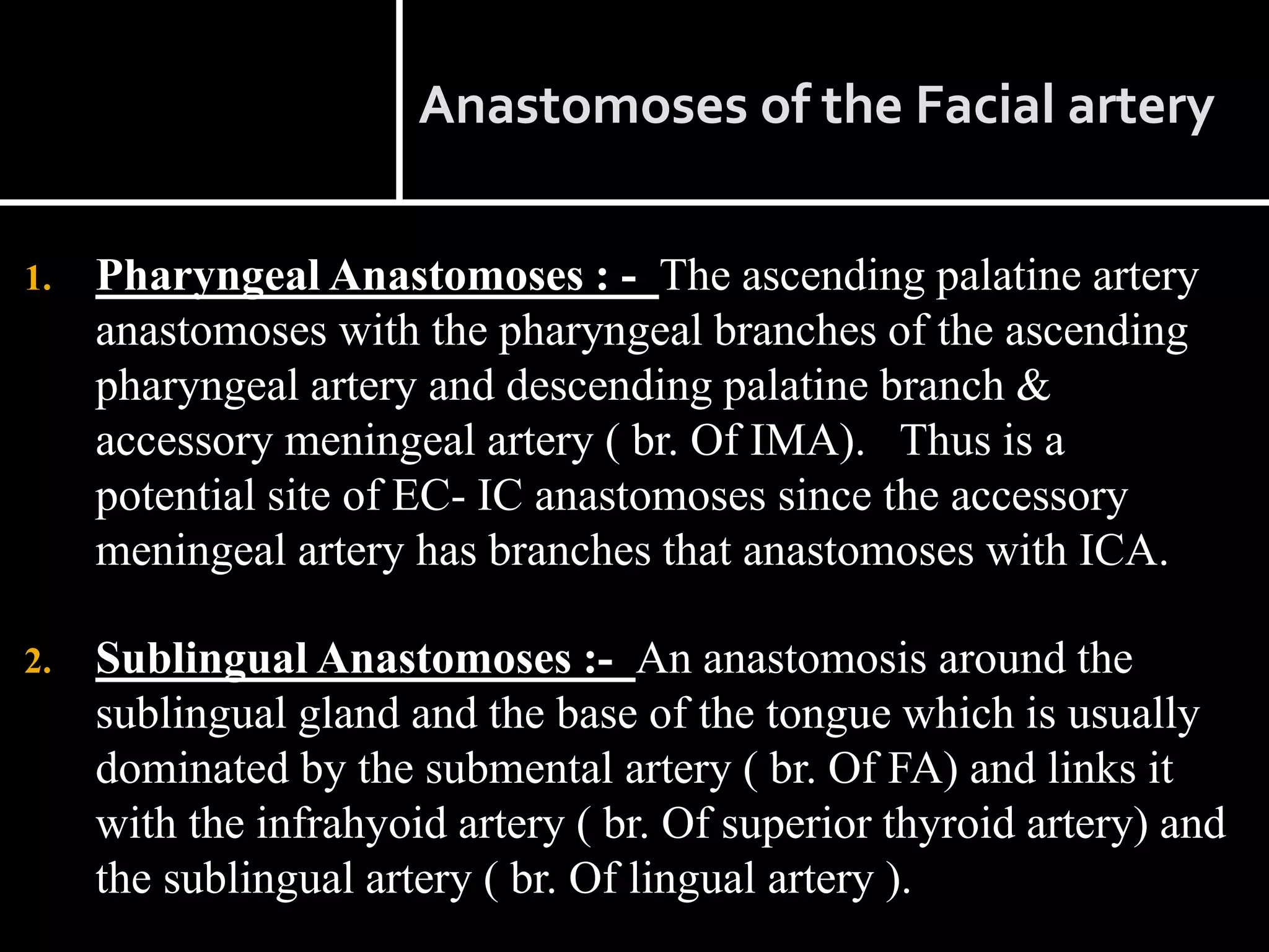 Thyroid, facial and lingual artery -- Anatomy and anastomosis | PPTX