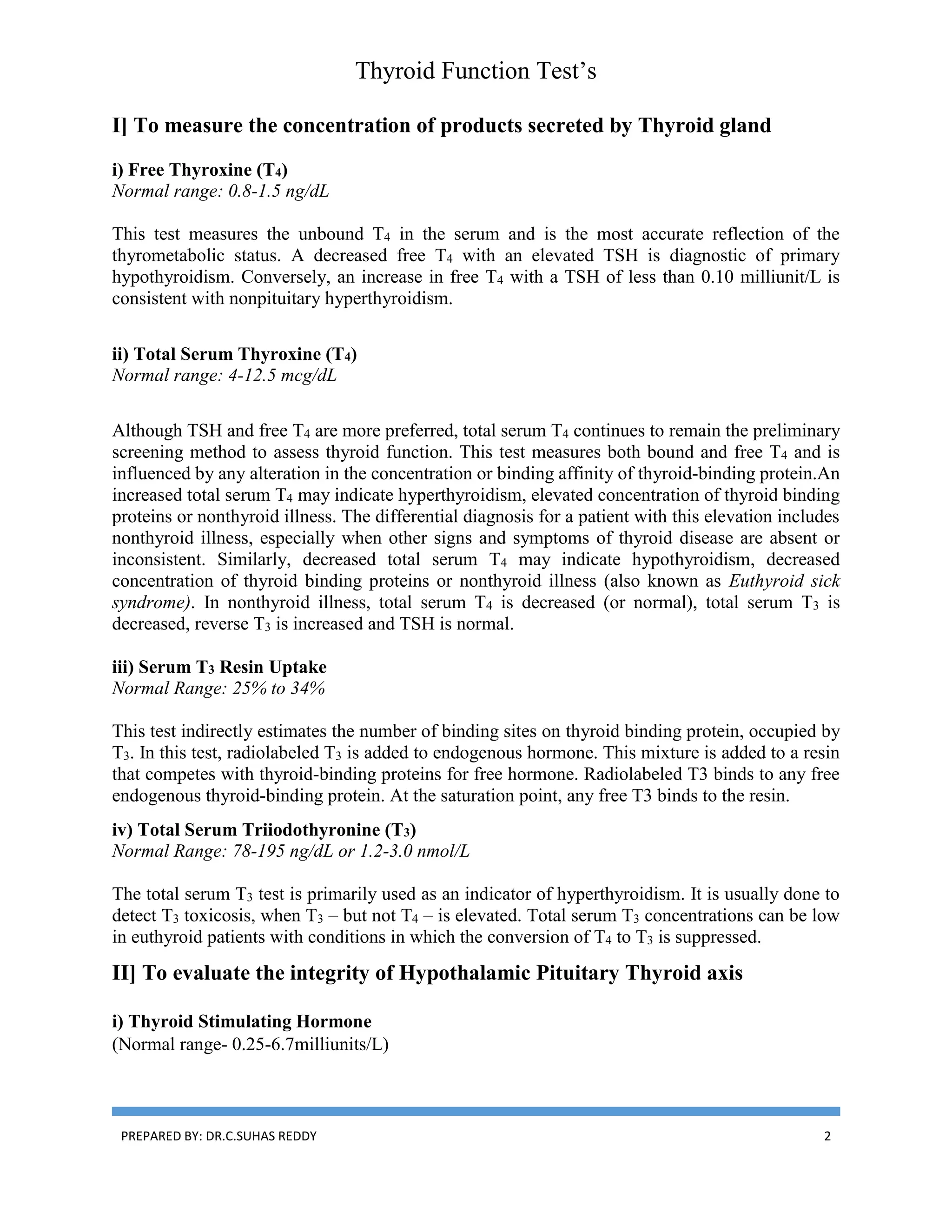 Thyroid function tests | PDF