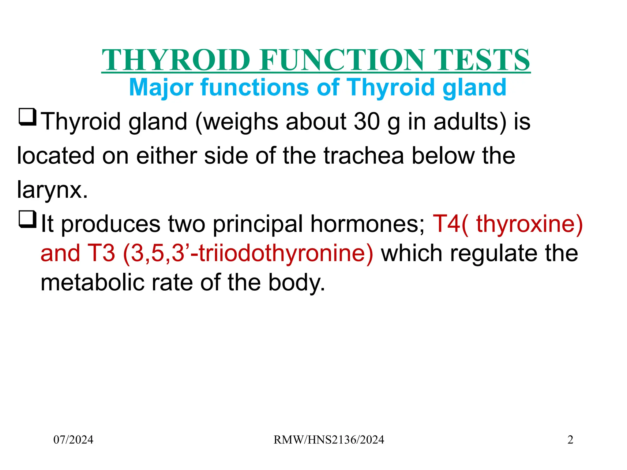 Thyroid Function Tests Clinical Chemistry | PPTX