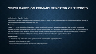 THYROID FUNCTION TESTS.pptxtests that used for thyroid function | PPT