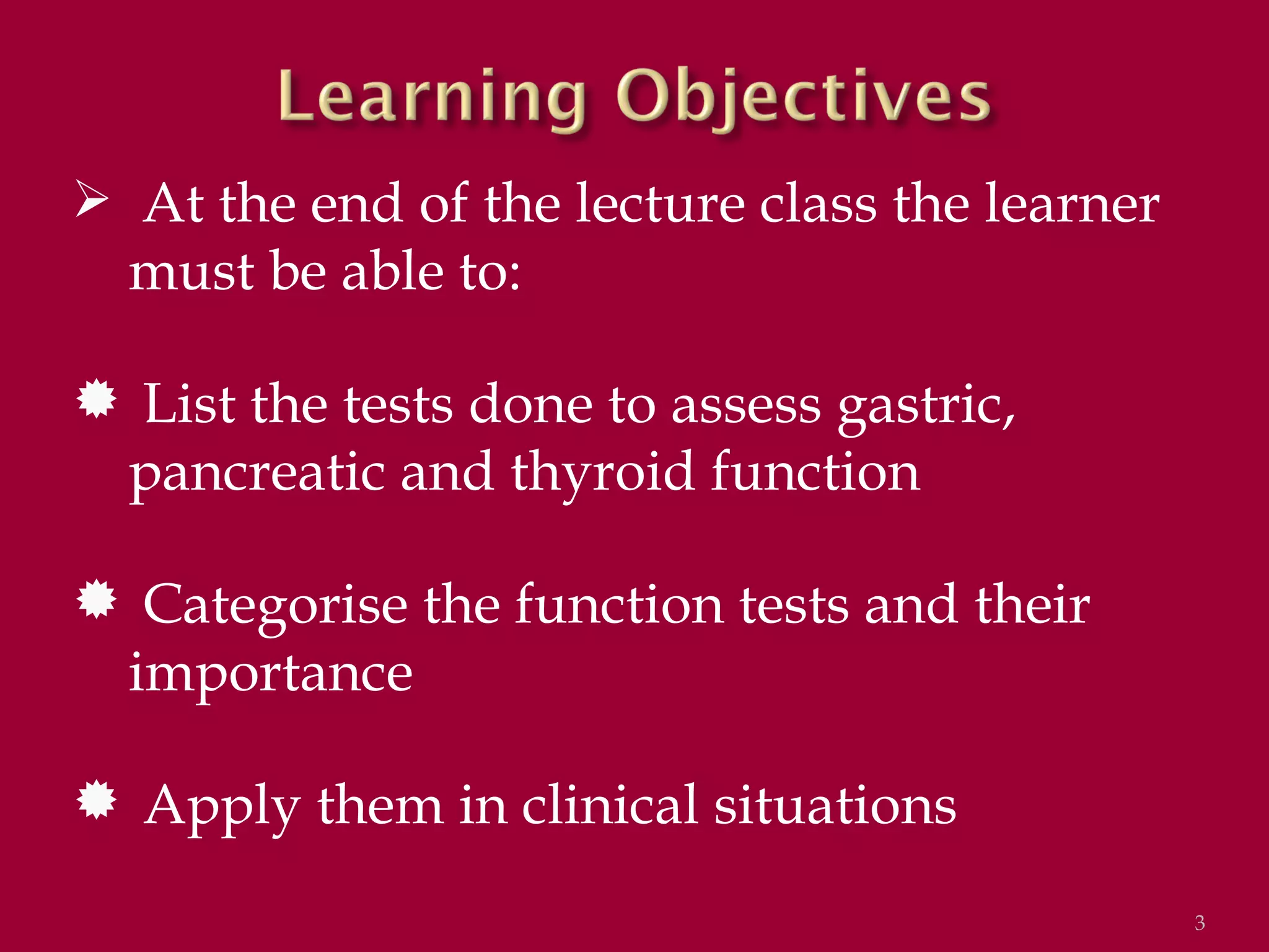 Thyroid, pancreatic & gastric function test | PPT