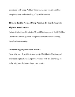 The Blood Test Near Noida at UniQ pathlab | PDF