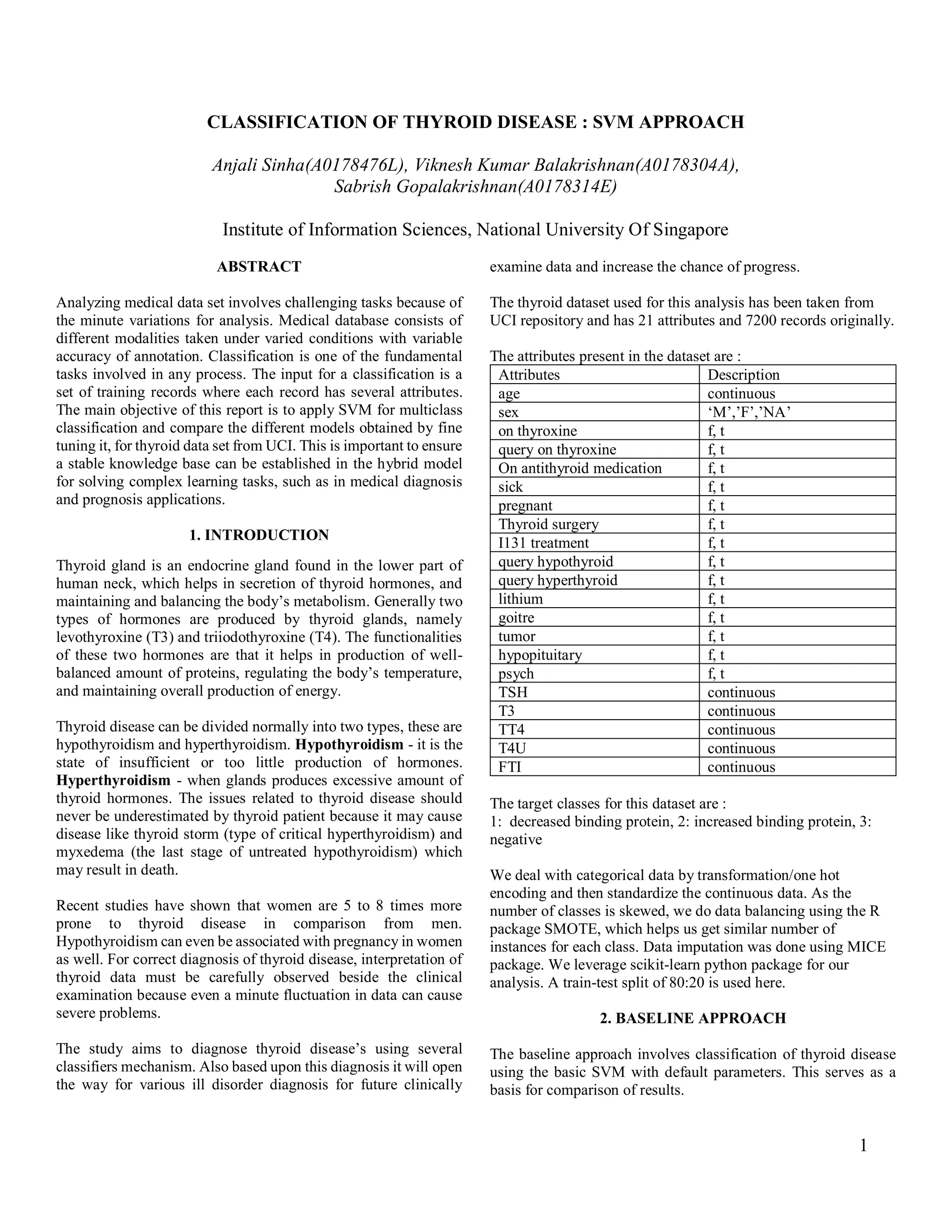 classification of Thyroid disease SVM Report | PDF