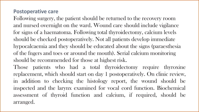 thyrotoxicosis in surgical view, thyroid surgery, including techniques, complications, and ...