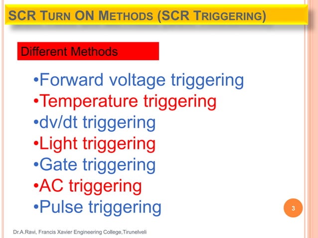 Thyristor turn on methods | PPTX | Physics | Science